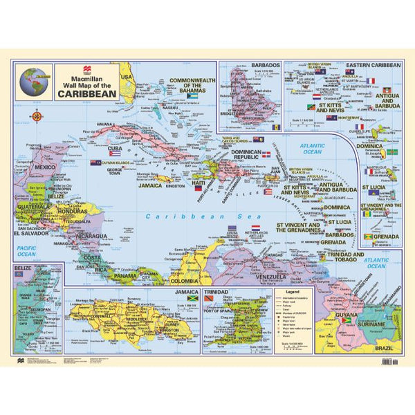 Caribbean Wall Map Paper Edition BY Macmillan Education – Charrans.com