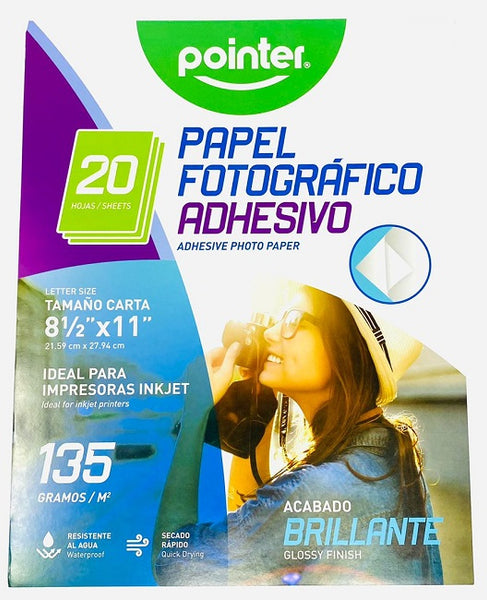Pointer Adhesive Photo Paper, 8.5"x11", 20 sheets – Charrans.com