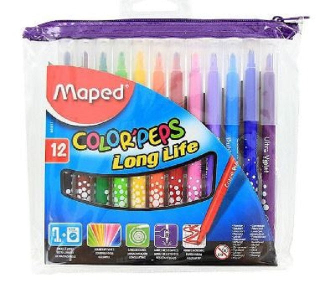 Maped Color Peps Long Life Washable Markers, 12's – Charrans.com