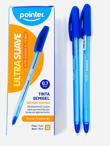 Pointer Ultra Suave Slim Semi-Gel Pen, Fine, 0.7m, BLUE, Single ...