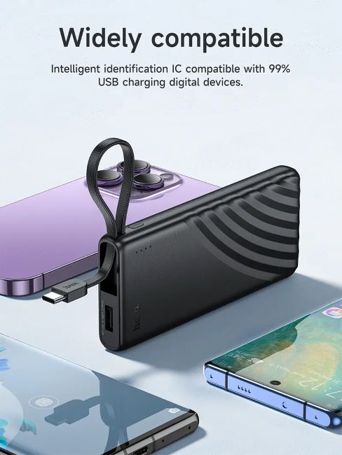 Hoco J129 Palm Size 5000 mAh Power Bank With Cable, USB-A and C ...