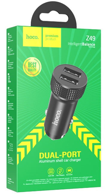 Hoco Z49 Dual Port Fast Charging Car Charger, BLACK - Charrans.com