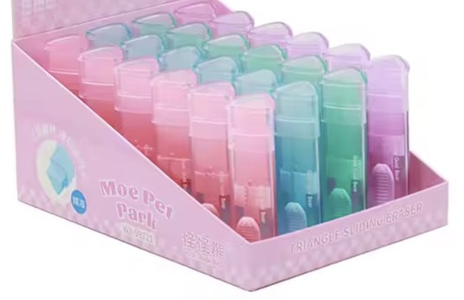 Sliding Triangle Eraser, Assorted Colours, Single Eraser - Charrans.com