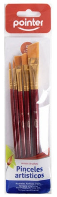 Pointer Artistic Paint Brush Set, Wooden, Assorted Sizes, 5count ...