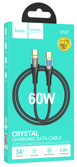 Hoco U121 Gold Standard Crystal Charging Data Cable Type-C to Type-C ( - Charrans.com
