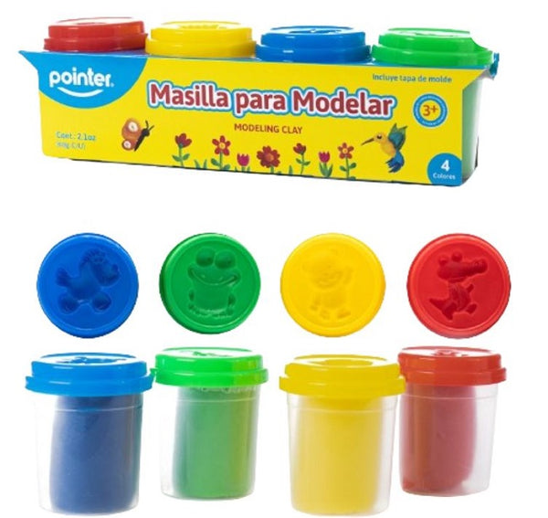 Pointer Modeling Clay, 4 Pots, Assorted Primary Colours – Charrans.com