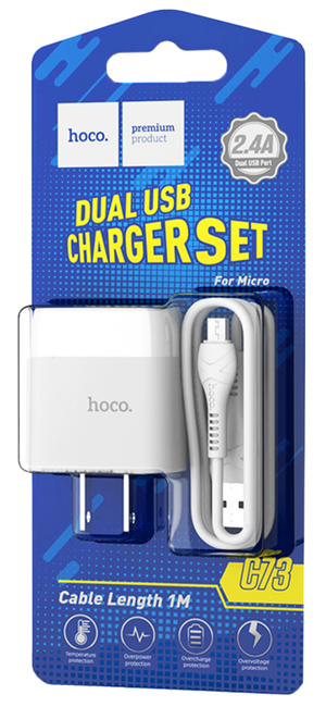 Hoco C73 Glorious Dual USB Port Charger Set for Micro - Charrans.com