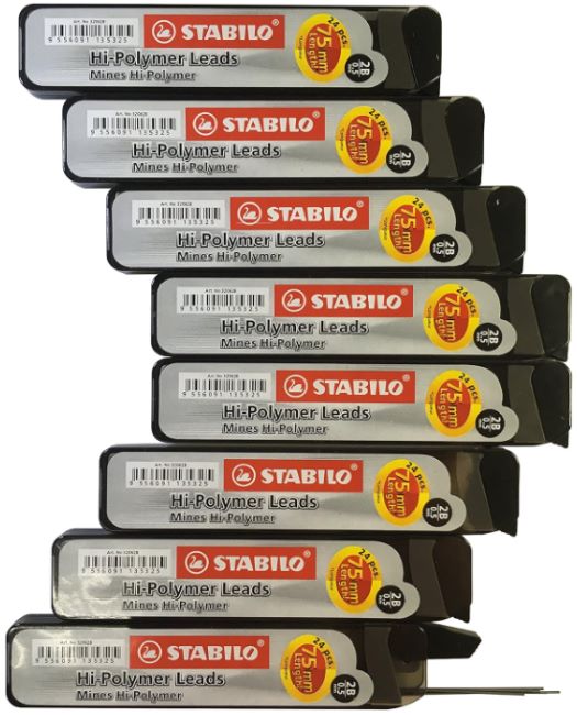 Stabilo, Pencil Lead Refills, 0.5mm, 2B, 24pieces - Charrans.com