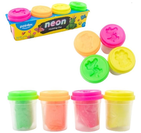 Pointer Neon Modeling Clay, 4 Pots, Assorted Colours – Charrans.com