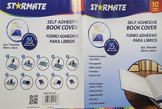 Starmate Pre-Cut Adhesive Book Covers, TRANSPARENT CLEAR, Pack of 10 ...