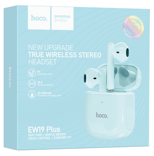 Hoco EW19 Plus True Wireless Stereo BT Headset, SIERRA BLUE - Charrans.com