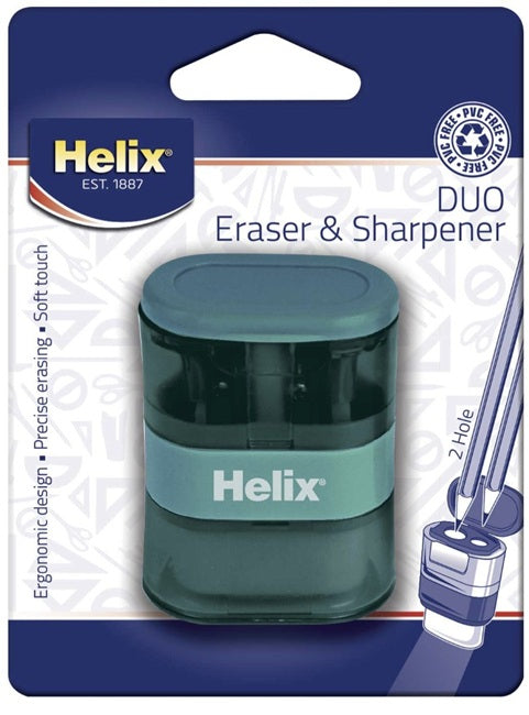 Helix Oxford, Eraser & Sharpener 2-Hole, PVC Free, DUO, Assorted ...