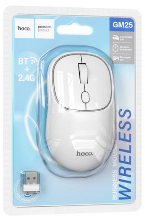 Hoco GM25 Comfort Grip Business Mouse, WHITE - Charrans.com