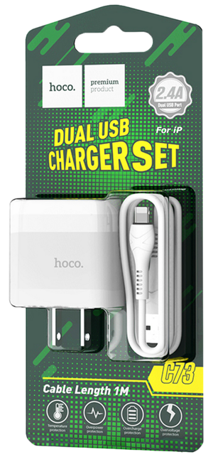 Hoco C73 Glorious Dual USB Port Charger Set for iPhone - Charrans.com