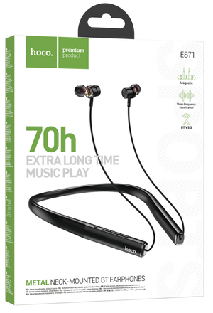 Hoco ES71 Platinum Neck-Mounted BT Sport Earphones, BLACK - Charrans.com