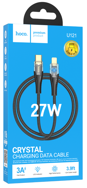 Hoco U121 Gold Standard Crystal Charging Data Cable Type-C to iPhone ( - Charrans.com