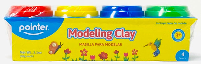 Pointer Modeling Clay, 4 Pots, Assorted Primary Colours - Charrans.com
