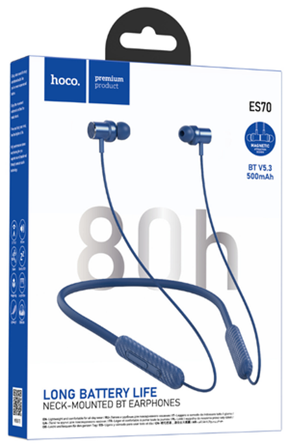 Hoco ES70 Armour Neck-Mounted BT Sport Earphones, BLUE - Charrans.com