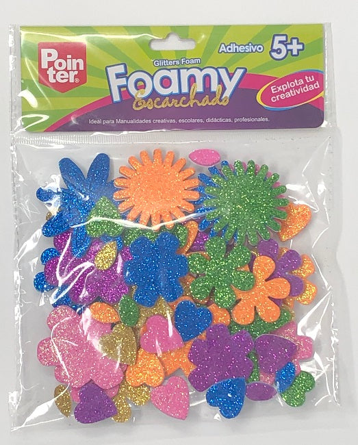 Pointer, Glitter Foam Stickers, Flowers & Hearts - Charrans.com