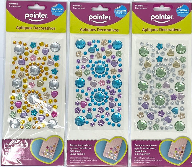 Pointer Gem Decorative Applique Stickers, Assorted Colours and Sizes ...