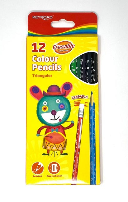 Keyroad, Erasable Triangular Colour Pencils, 12count – Charrans.com
