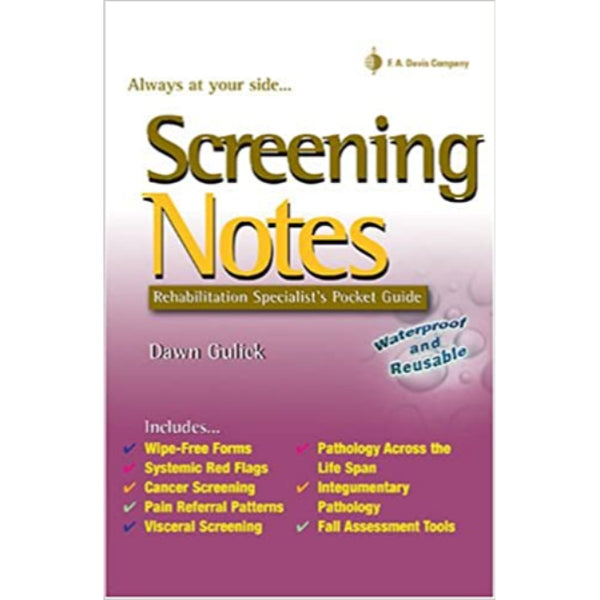 Screening Notes, Rehabilitation Specialist's Pocket Guide, 1ed, BY D ...