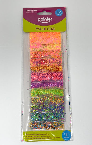 Pointer Rainbow Glitter Set, 12 Packs, Assorted Bright Colours ...