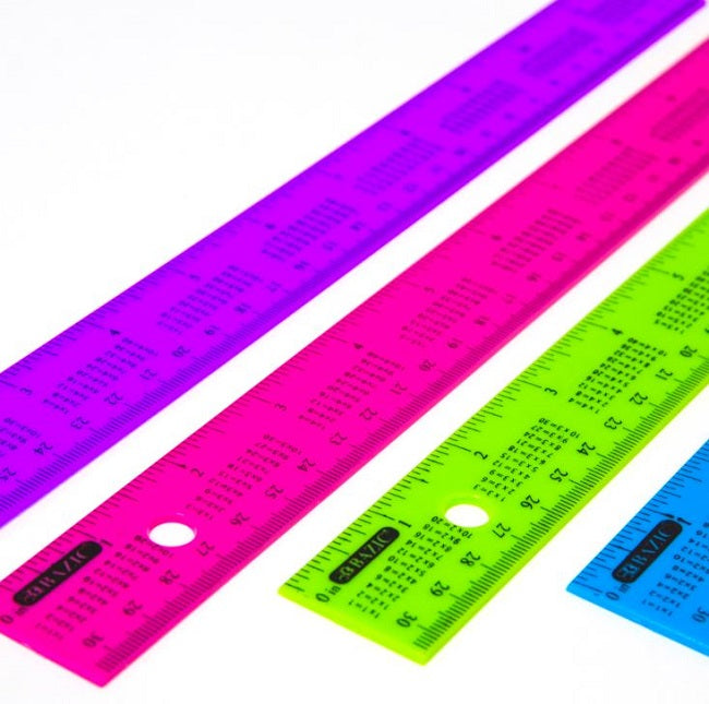 BAZIC 12" (30cm) Ruler w/ Multiplication Prints (4/Pack) – Charrans.com