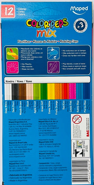 Maped Modeling Clay (Plasticine), 12 Assorted Colours - Charrans.com