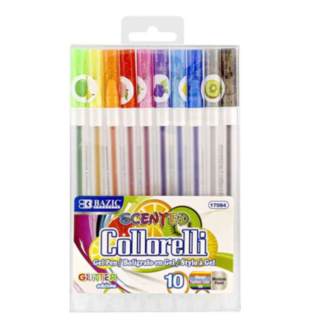 BAZIC Scented Glitter Color Collorelli Gel Pen, 10 pack - Charrans.com