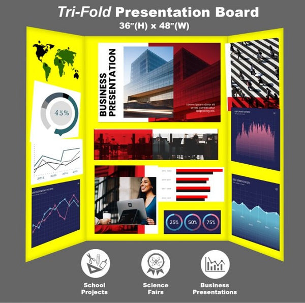 BAZIC Assorted Color Tri-Fold Corrugated Presentation Board, 36" X 48 ...