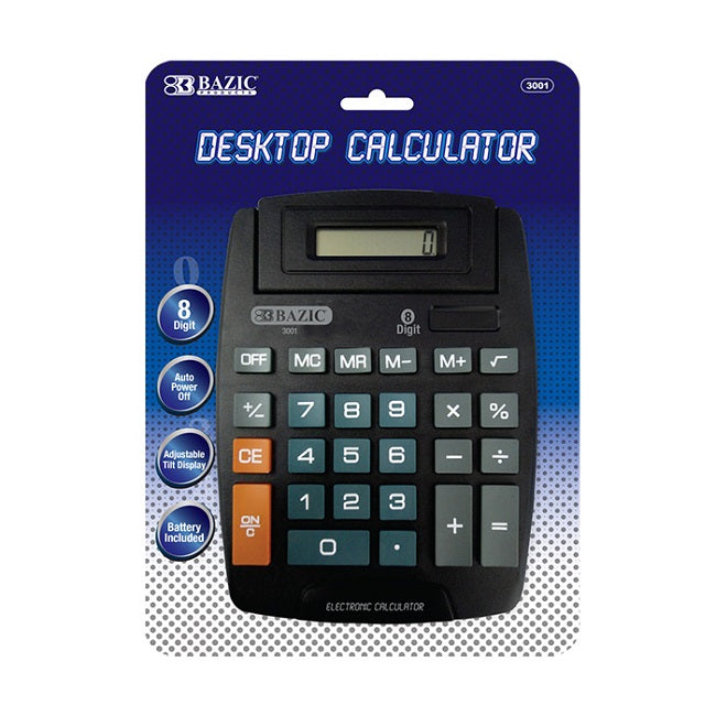 BAZIC Calculator, 8-Digit Desktop with Adjustable Display - Charrans.com