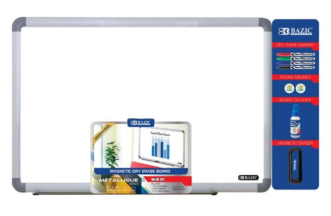 BAZIC Aluminum Frame Magnetic Whiteboard Value Pack, 24" x 36 ...