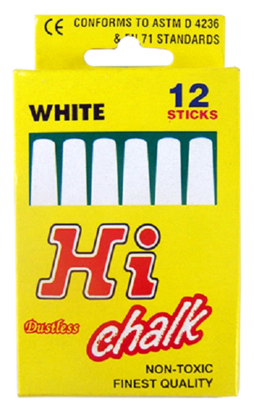 Hi Chalk, Dustless White, 12sticks – Charrans.com